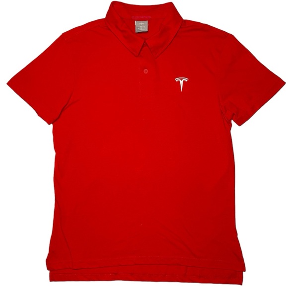 Tesla | Shirts | Tesla Polo Shirt Mens Medium Embroidered Logo Red ...